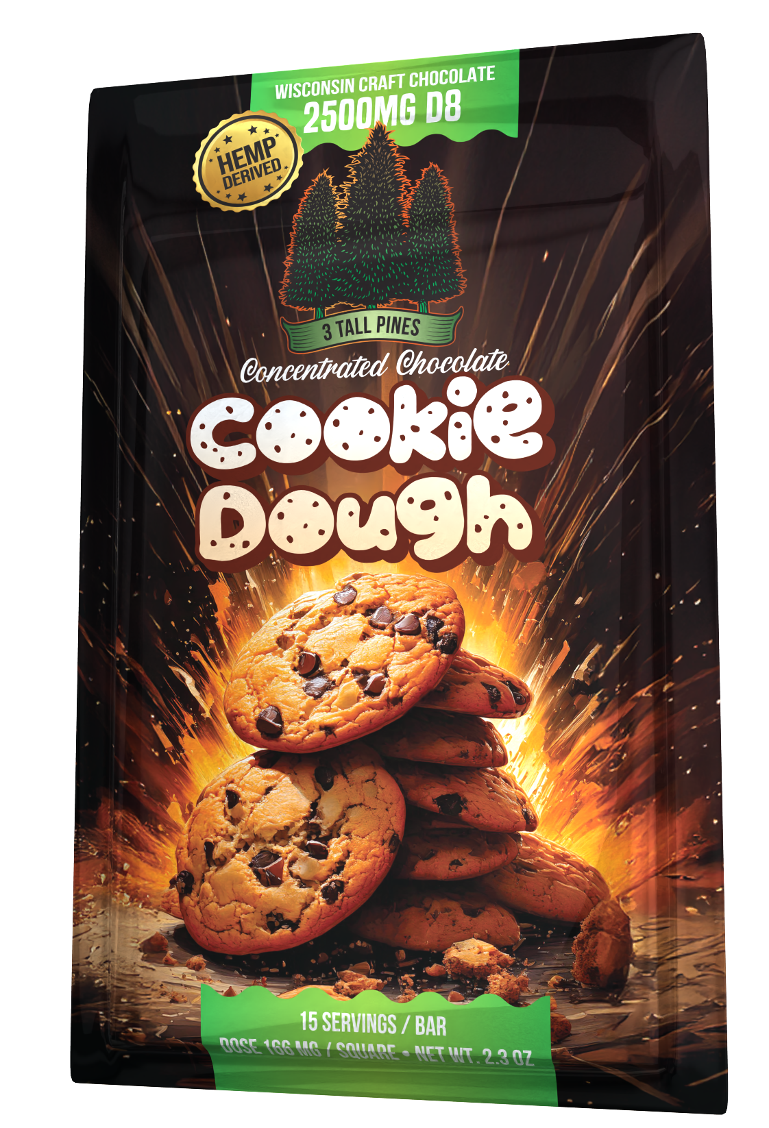 Cookie Dough Delta 8 Chocolate Bar - 2500mg D8 Full Spectrum Edible – 3 ...