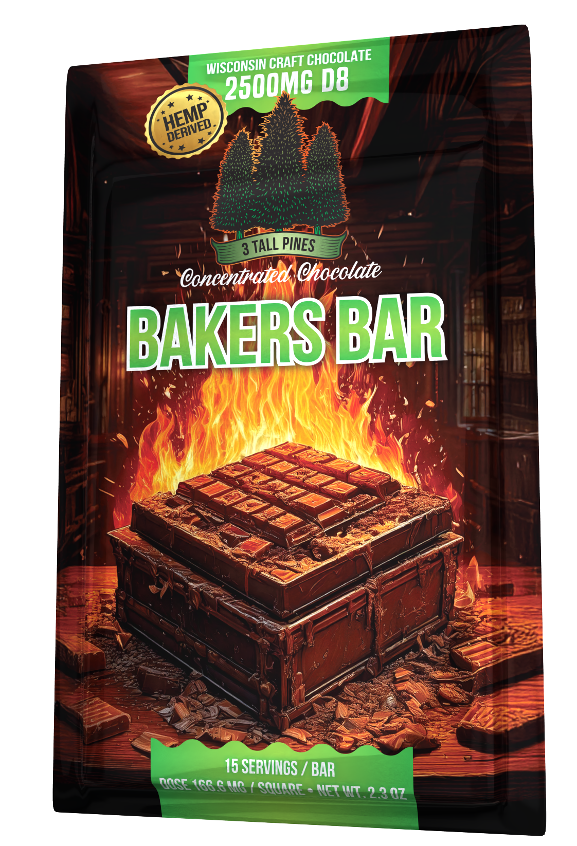 Bakers Bar - Delta 8 Chocolate Bar - 3 Tall Pines Wholesale