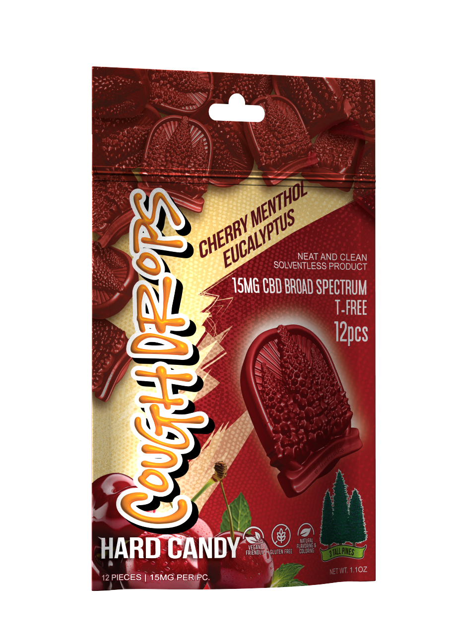 CBD Cough Drops - Cherry Menthol Eucalyptus - 15mg Broad Spectrum – 3 ...