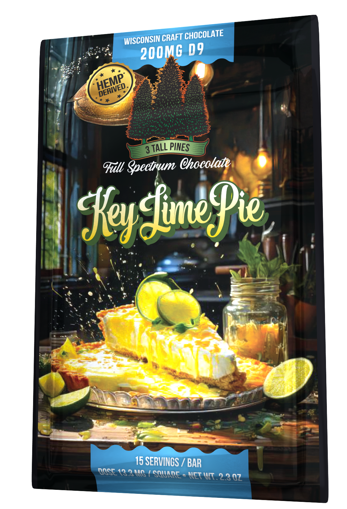 Key Lime Pie Delta 9 Chocolate Bar - 200mg Delta 9 + 800mg CBD Broad S ...