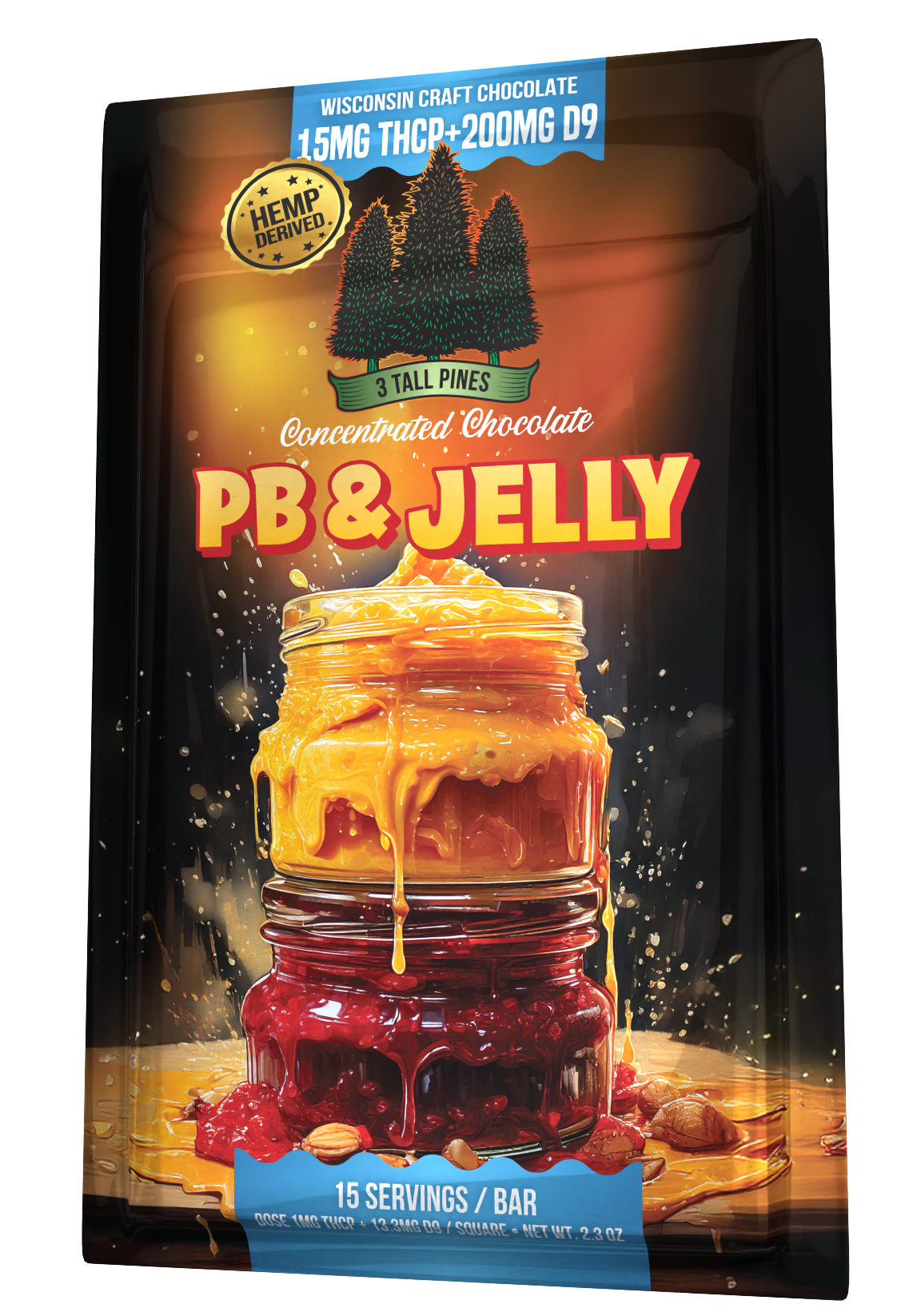 Peanut Butter and Jelly Delta 9 Chocolate Bar - 15mg THCP + 200mg Delt ...